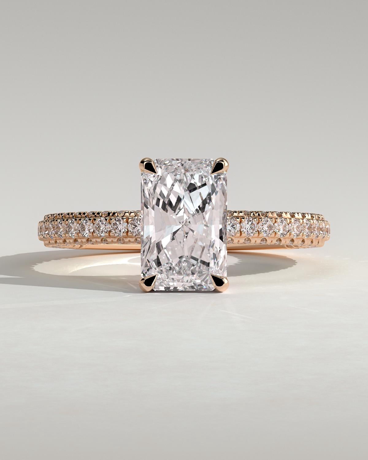 CAPRICARATS 3.00Ct Radiant Cut Lab Grown Diamond Triple Pave Ring ...