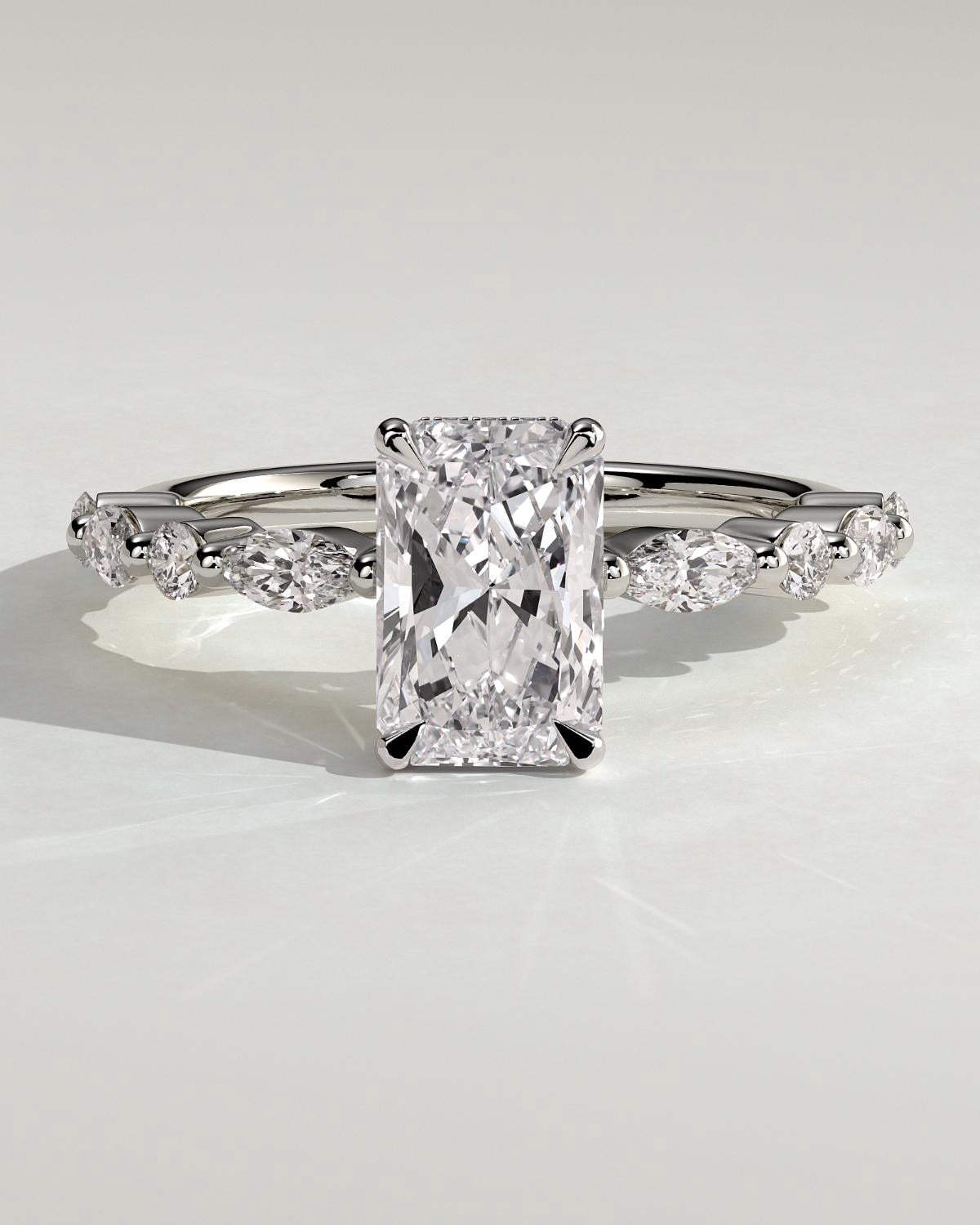 CAPRICARATS 3.00Ct Radiant Cut Moissanite Engagement Ring, Marquise ...