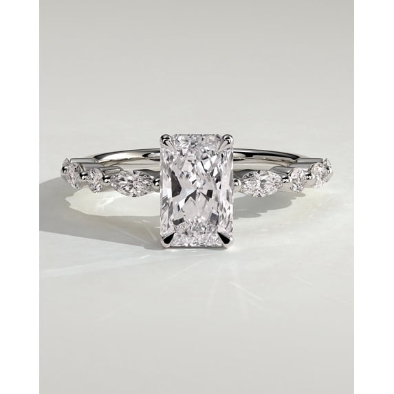 CAPRICARATS 3.00Ct Radiant Cut Moissanite Engagement Ring, Marquise ...