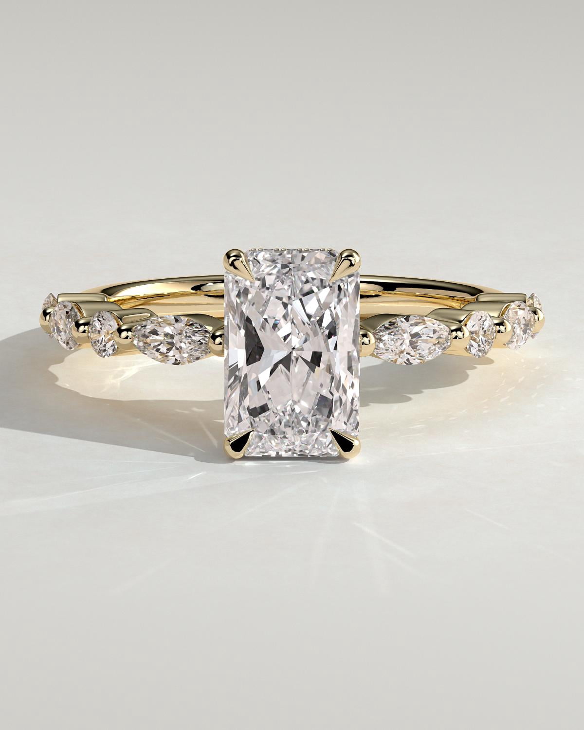 CAPRICARATS 3.00Ct Radiant Cut Moissanite Engagement Ring, Marquise ...