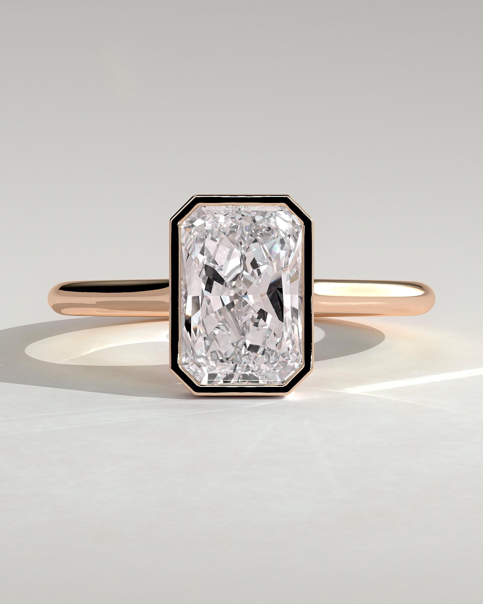 CAPRICARATS 3.00Ct Radiant Lab Grown Diamond Bezel Set Engagement Ring ...