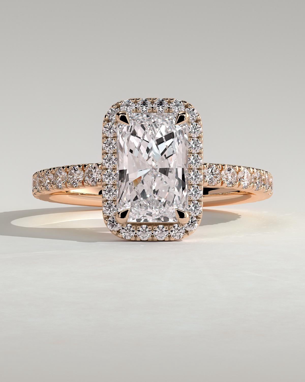 CAPRICARATS 3.00Ct Radiant Lab Grown Diamond Halo Engagement Ring, Pave ...