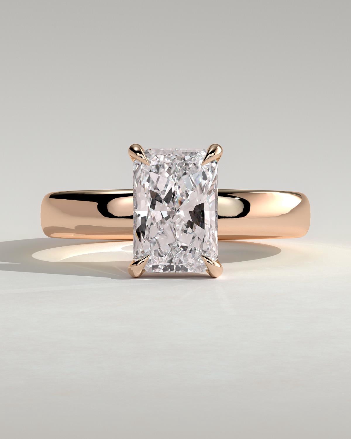 CAPRICARATS 3.00Ct Radiant Lab Grown Diamond Solitaire Ring, Cigar Band ...