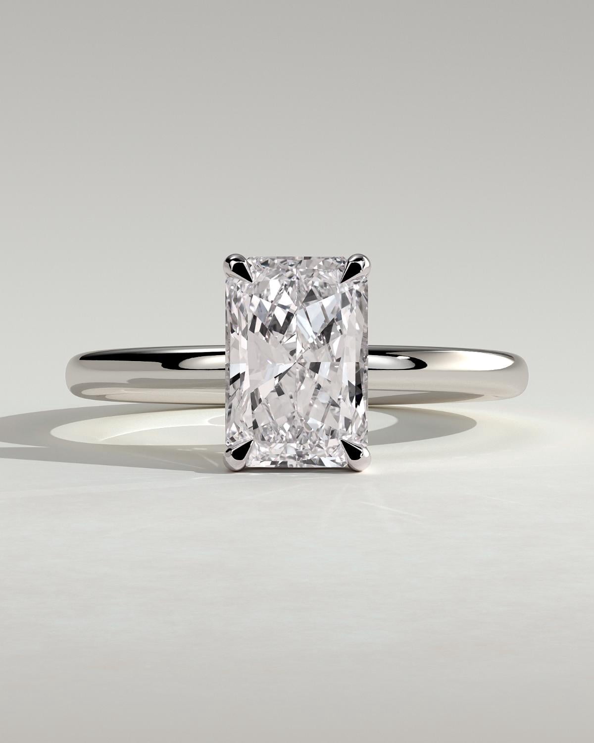 CAPRICARATS 3.00Ct Radiant Moissanite Engagement Ring, Hidden Halo, 18K ...
