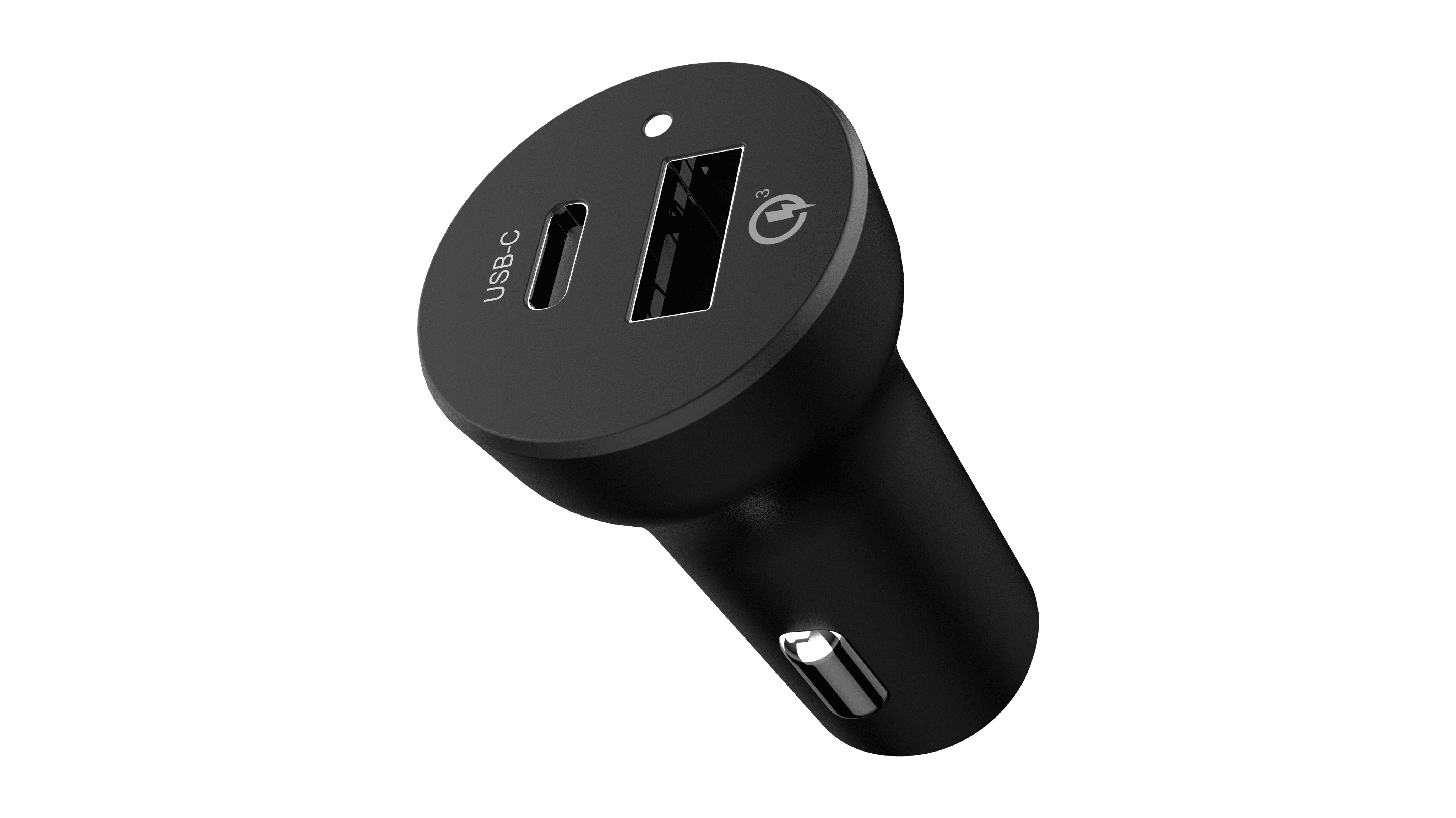 Auto Drive Quick Charge 3.0 USB Black Car Charger, 18W USB-A and 18W ...