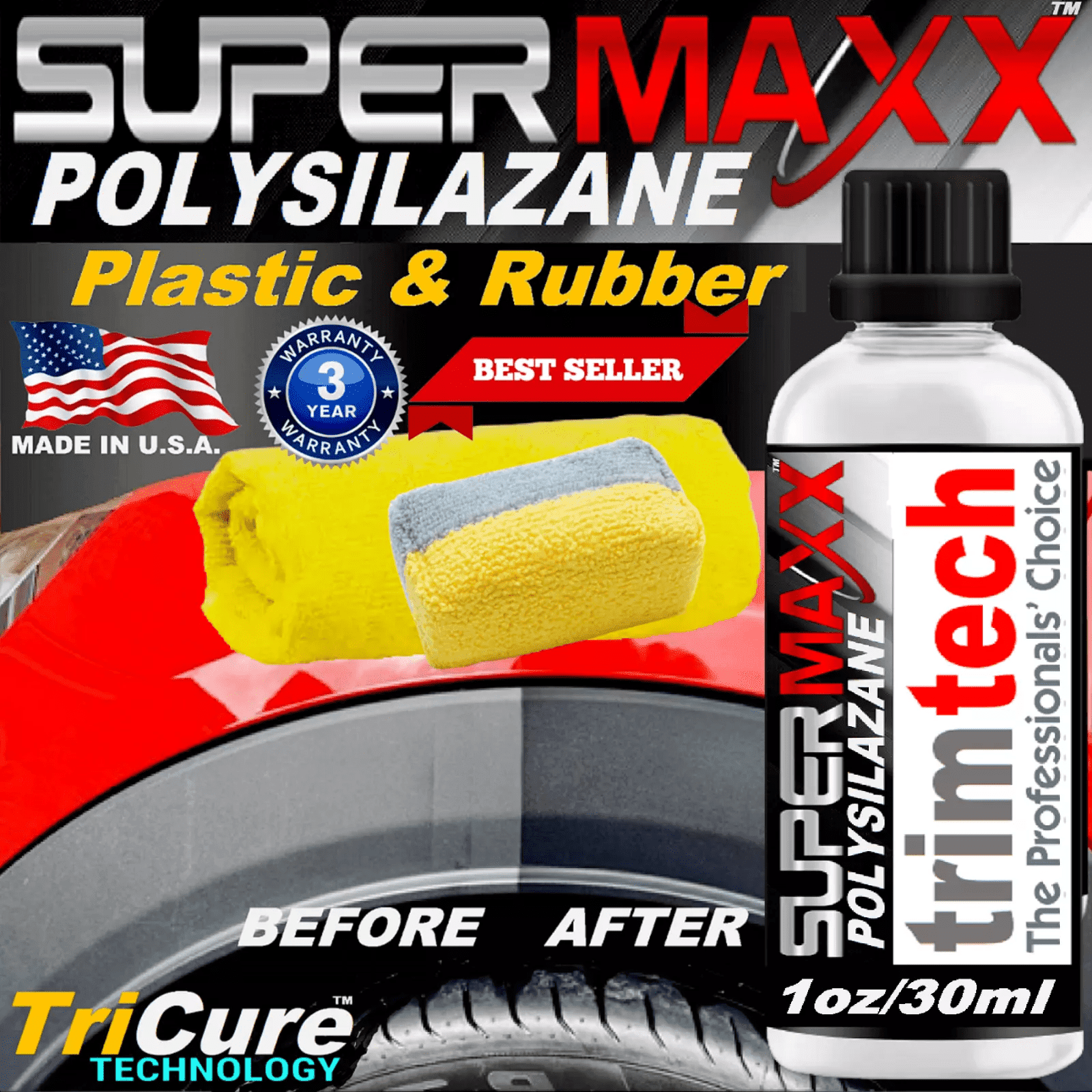 CAR COATING CERAMIC TRIM COAT PLASTIC RUBBER RESTORER TRICURE ...