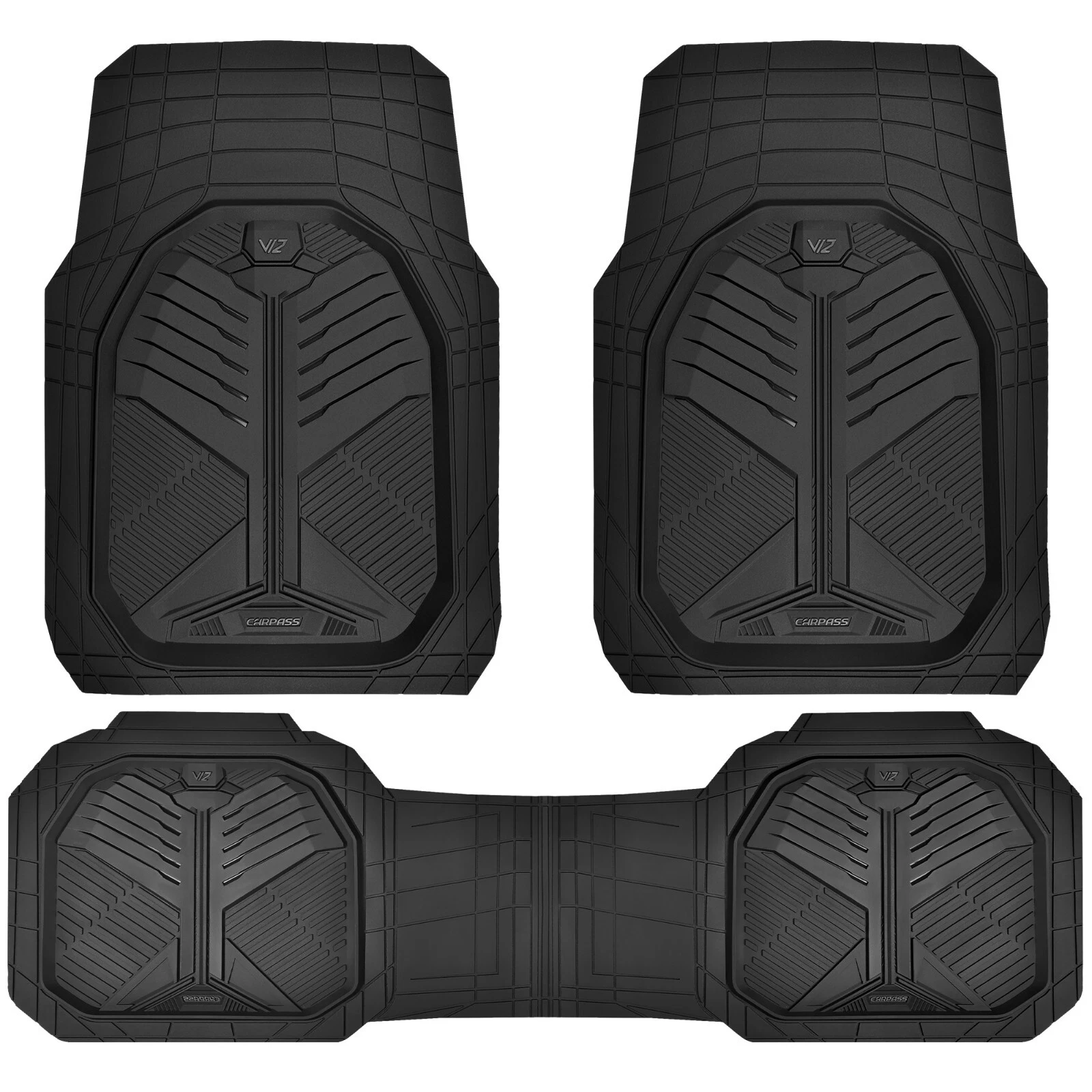 CAR-GRAND, Heavy Duty Rubber Floor Mats, 3-Piece, Waterproof Black ...