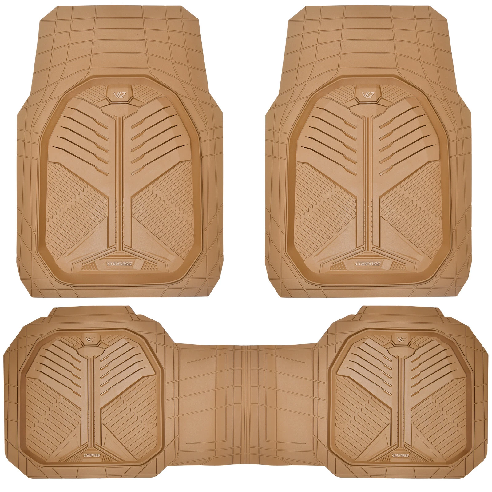 CAR GRAND Heavy Duty Rubber Floor Mats 3-Piece Universal Car Mat Set ...