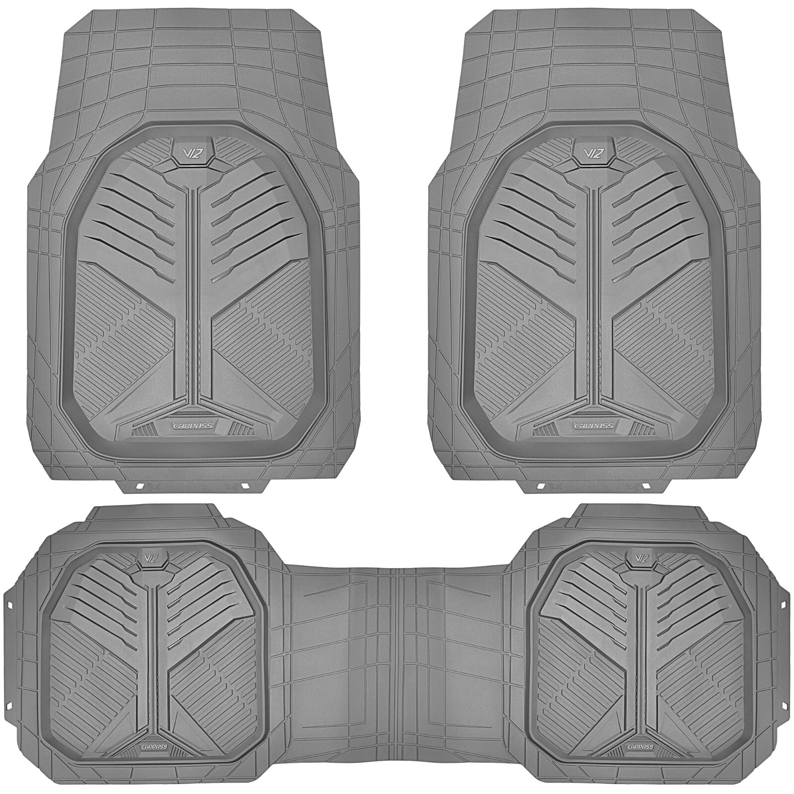 CAR GRAND Heavy Duty Rubber Floor Mats 3-Piece Universal Waterproof Car ...