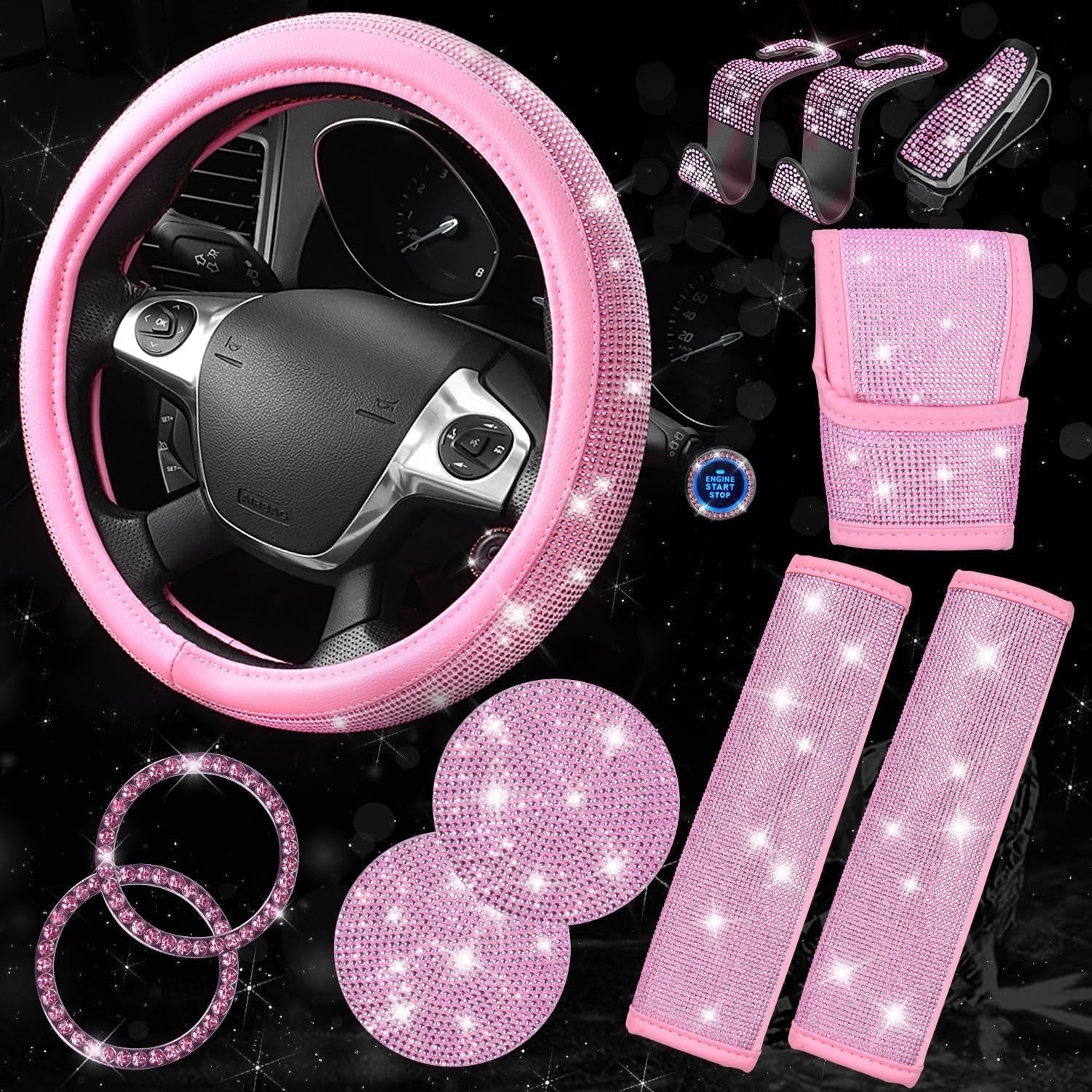 CAR GRAND 11 PCS Bling Car Accessories Set for Women, Sparkly ...