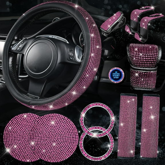 Vacemry 5Pcs Car Start Button Cover,Diamond Encrusted Push Start Button ...