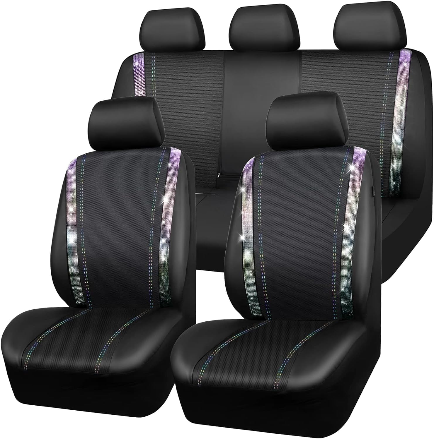 CAR GRAND Bling Car Seat Covers Full Set, Shining Rhinestone Diamond ...