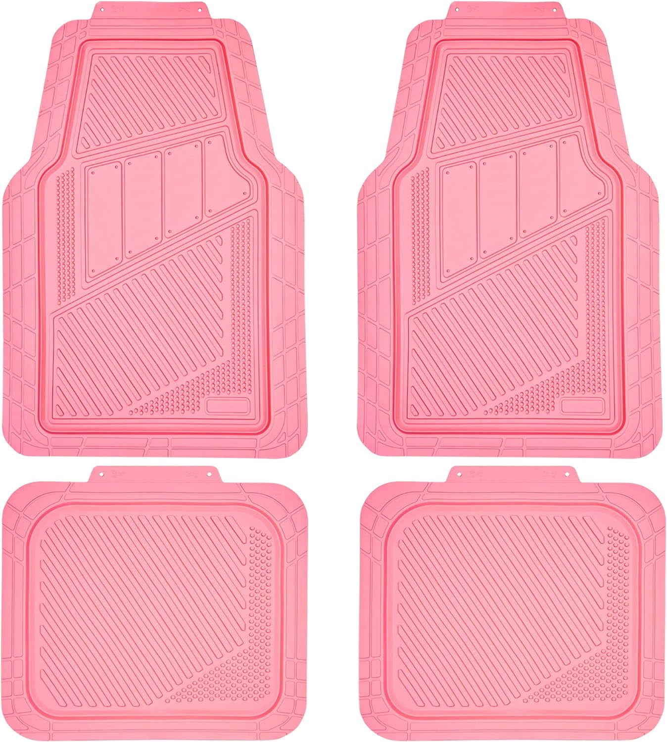 CAR GRAND Heavy Duty Rubber Floor Mats Pink 4-Piece Car Mat Set ...