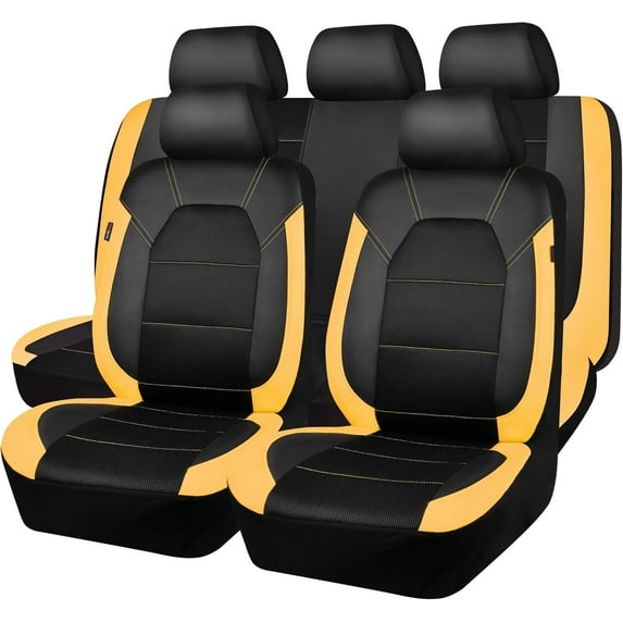 CAR PASS Leather Seat Covers, Breathable Universal Car Seat Cover Full ...