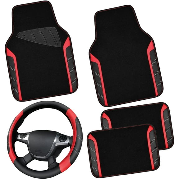 CAR GRAND Leather Steering Wheel Cover and Waterproof Carpet Car Floor ...