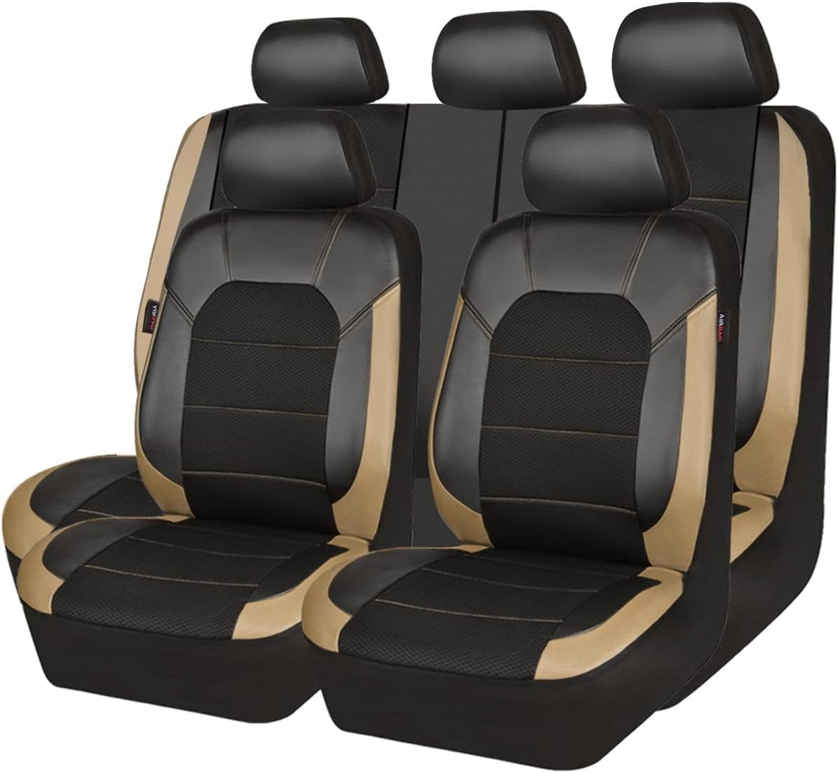 OTOEZ Car Seat Covers Full Set Leather Front and Rear Bench Backrest ...