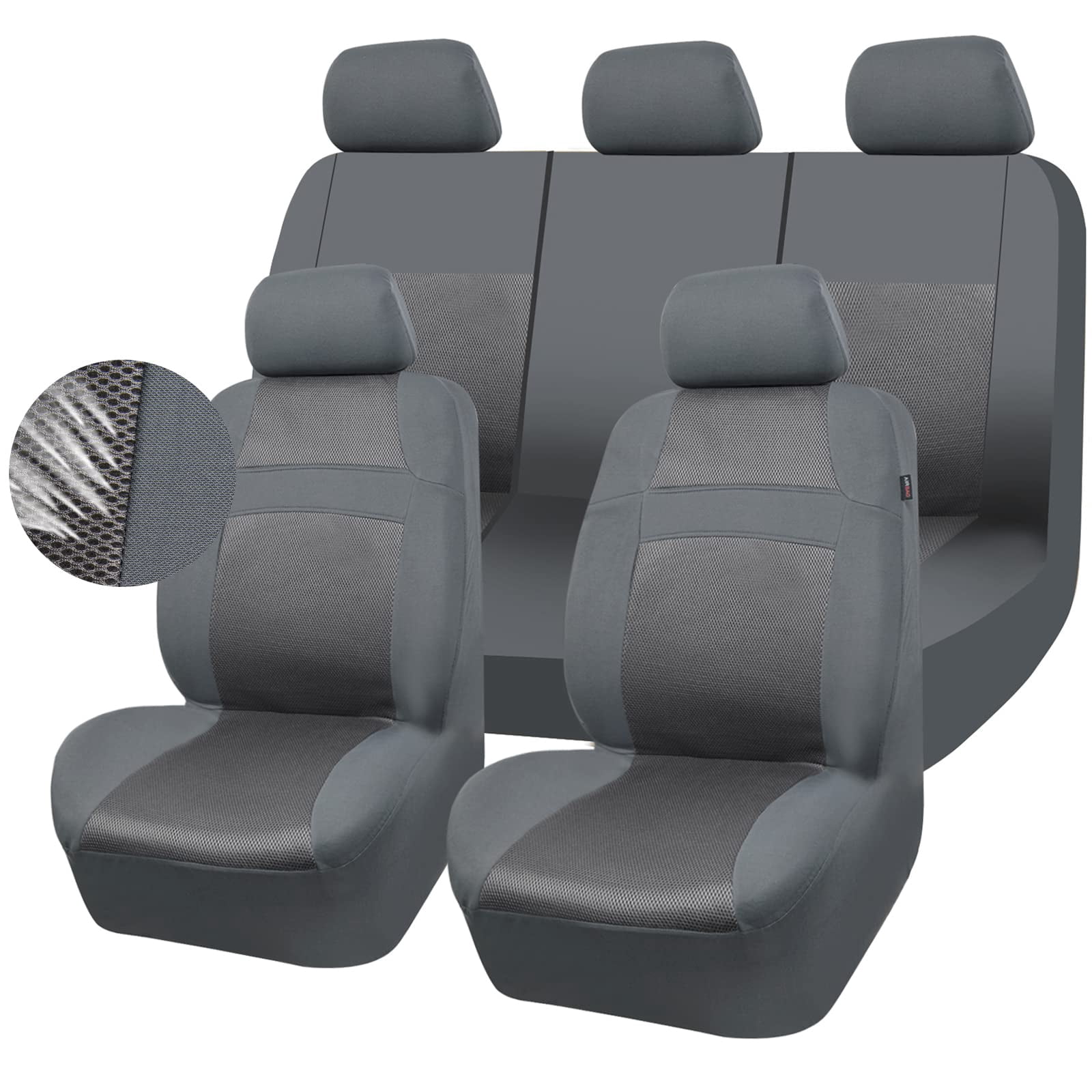 CAR PASS Seat Cover RRF12 Full Sets, 3D Air Mesh Car Seat Cover with ...
