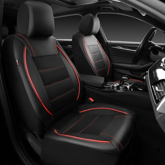 CAR PASS Universal FIT Piping Leather Two Front Seat Covers, Waterproof ...