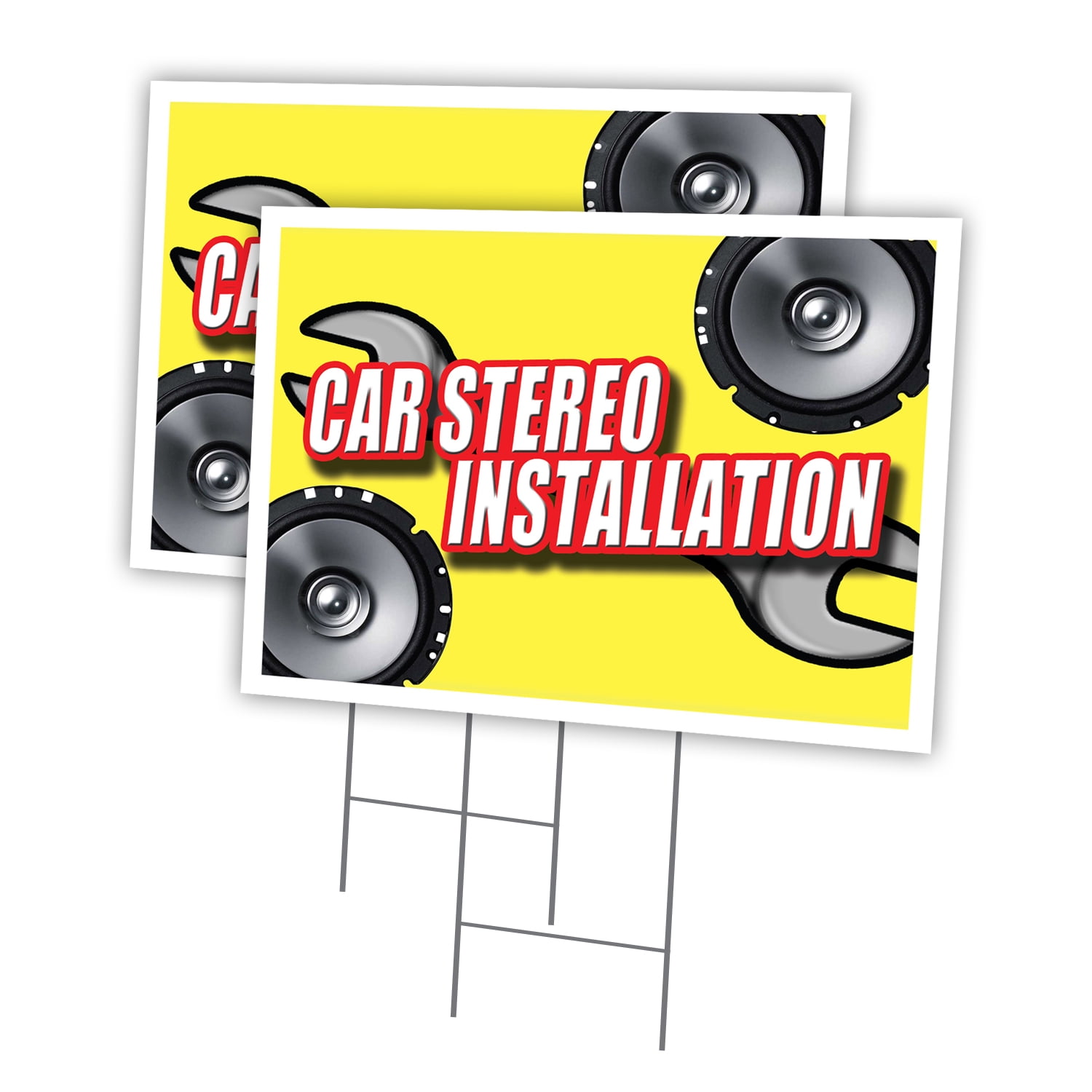 CAR STEREO INSTALLATION 2 Pack Of 12" x 16" Yard Sign & Stake ...