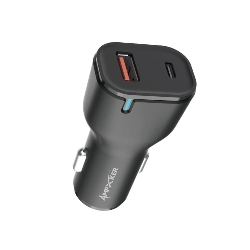 CAR - USB & Type C - Dual Port - Adapter - QC 3.0 Amp + PD 20W - Black ...