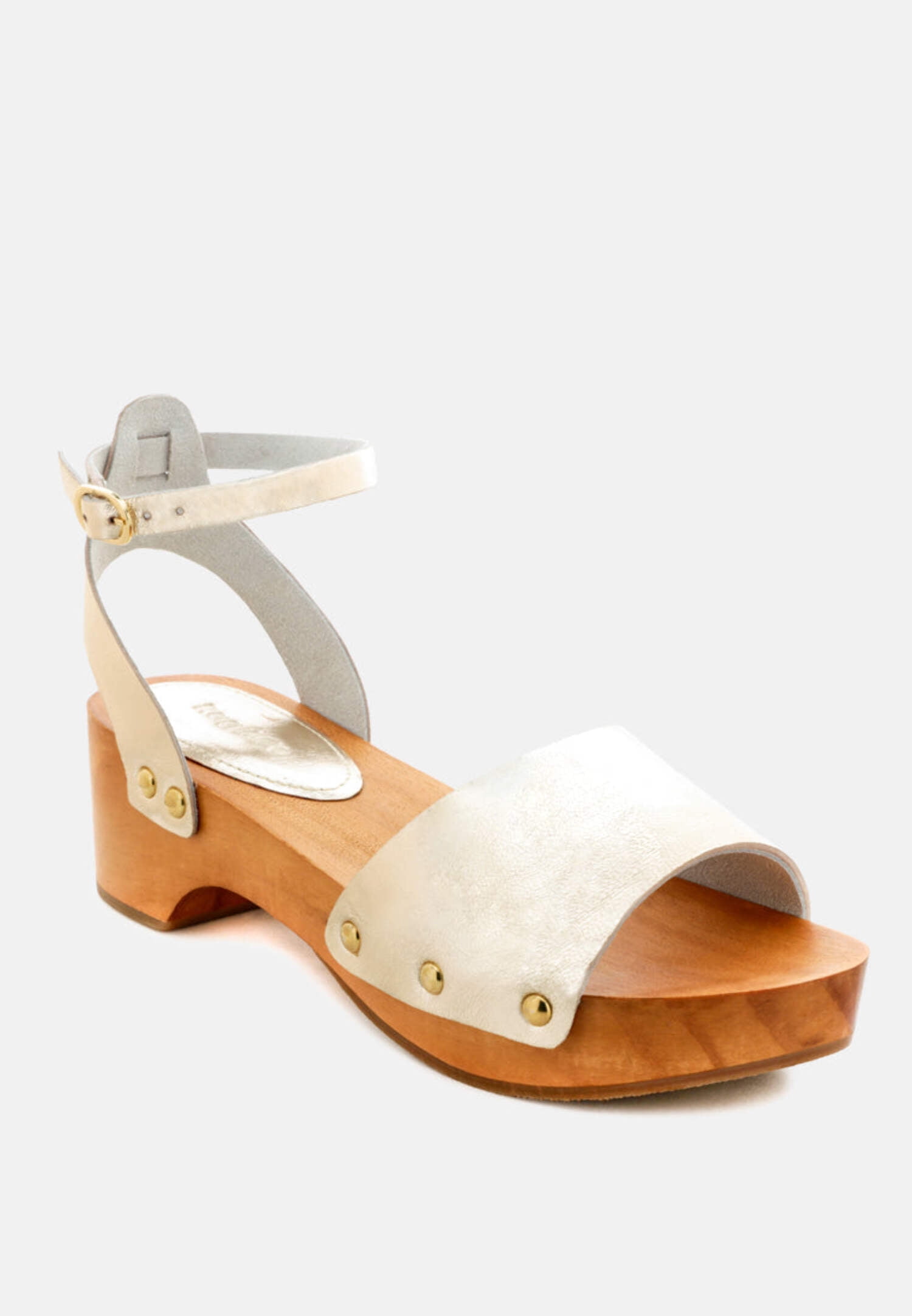 CARA Light Gold Wooden Clogs - Walmart.com