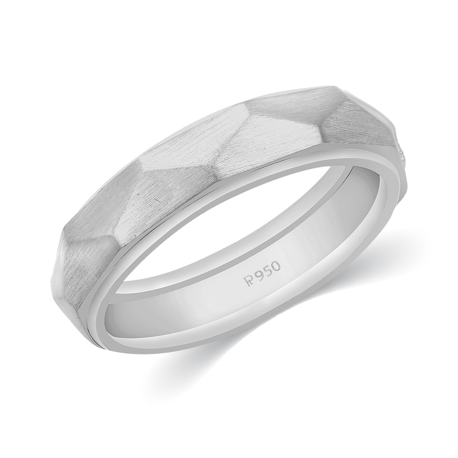 CARATS FOR YOU 950 Platinum Diagonal Facet Art Deco Stackable promise ...