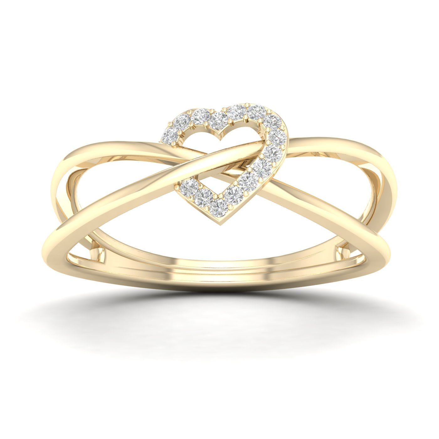 CARATS FOR YOU Promise Heart Love Criss Cross Overlap Ring 0.06 Carat ...