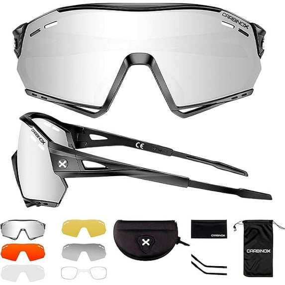 Carbinox Sports Sunglasses with Multiple Shield Lenses Anti-Glare, 100% ...