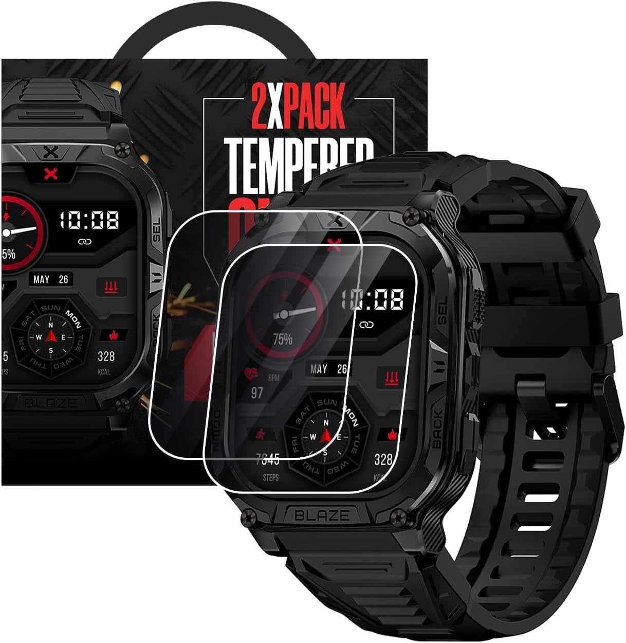 Carbinox Tempered Glass Screen Protector Compatible Smartwatches - High ...