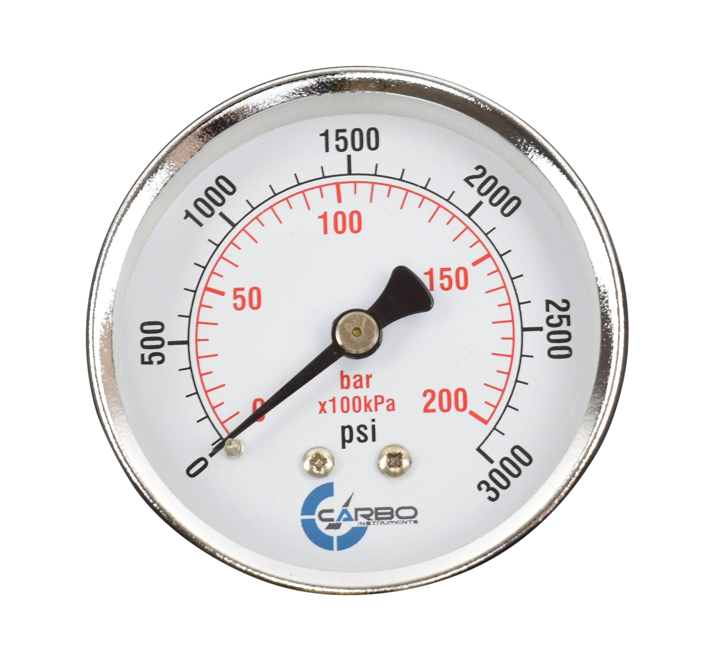 CARBO Instruments 2- 1/2" Pressure Gauge, Chrome Plated Steel Case, Dry ...