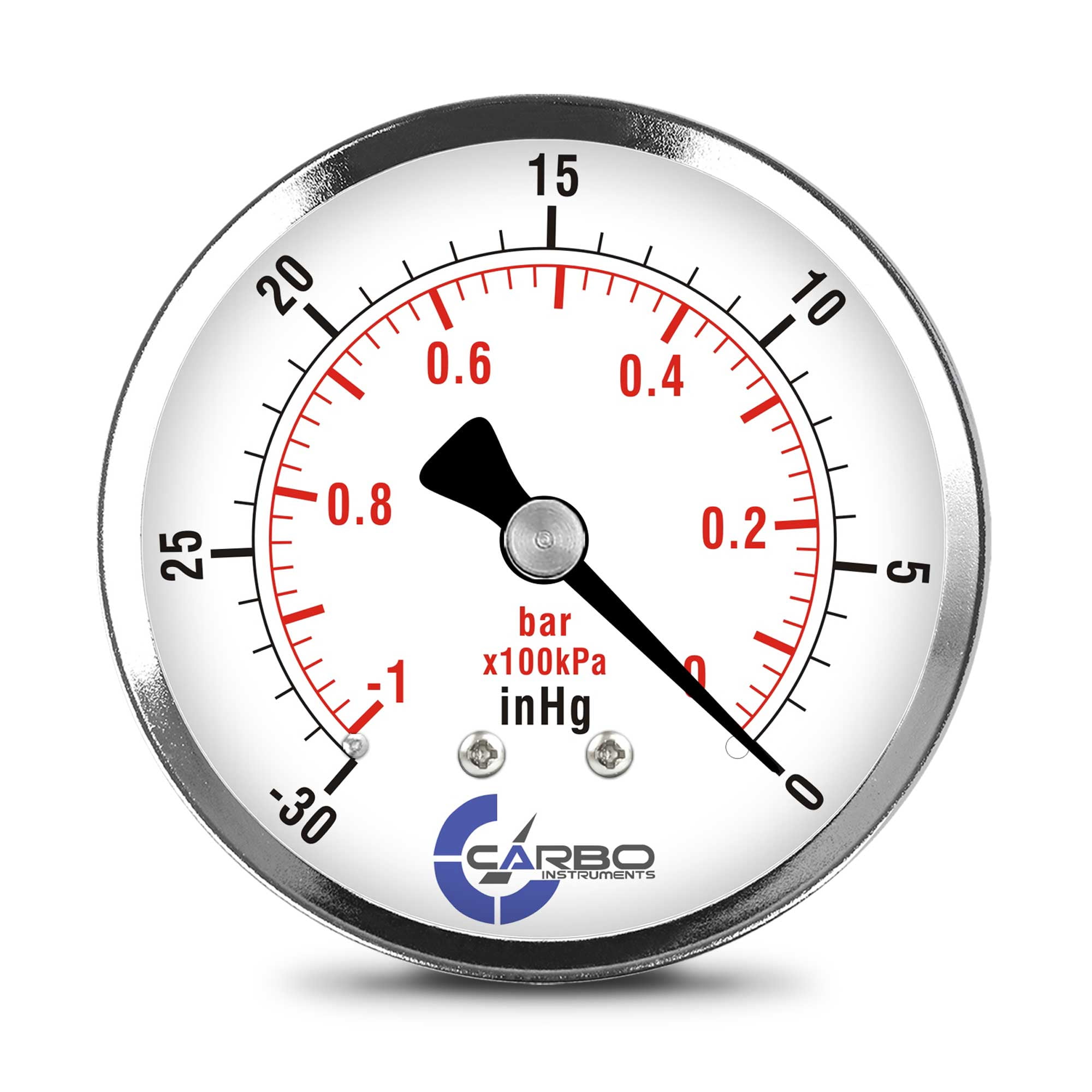 CARBO Instruments 2- 1/2" Pressure Gauge, Chrome Plated Steel Case, Dry ...