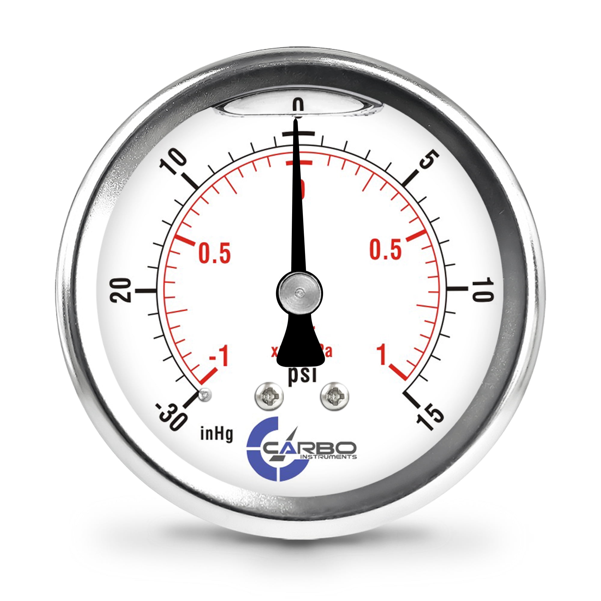 CARBO Instruments 2 1-2" Pressure Gauge, Stainless Steel Case, Chrome Plated Brass Connection ...
