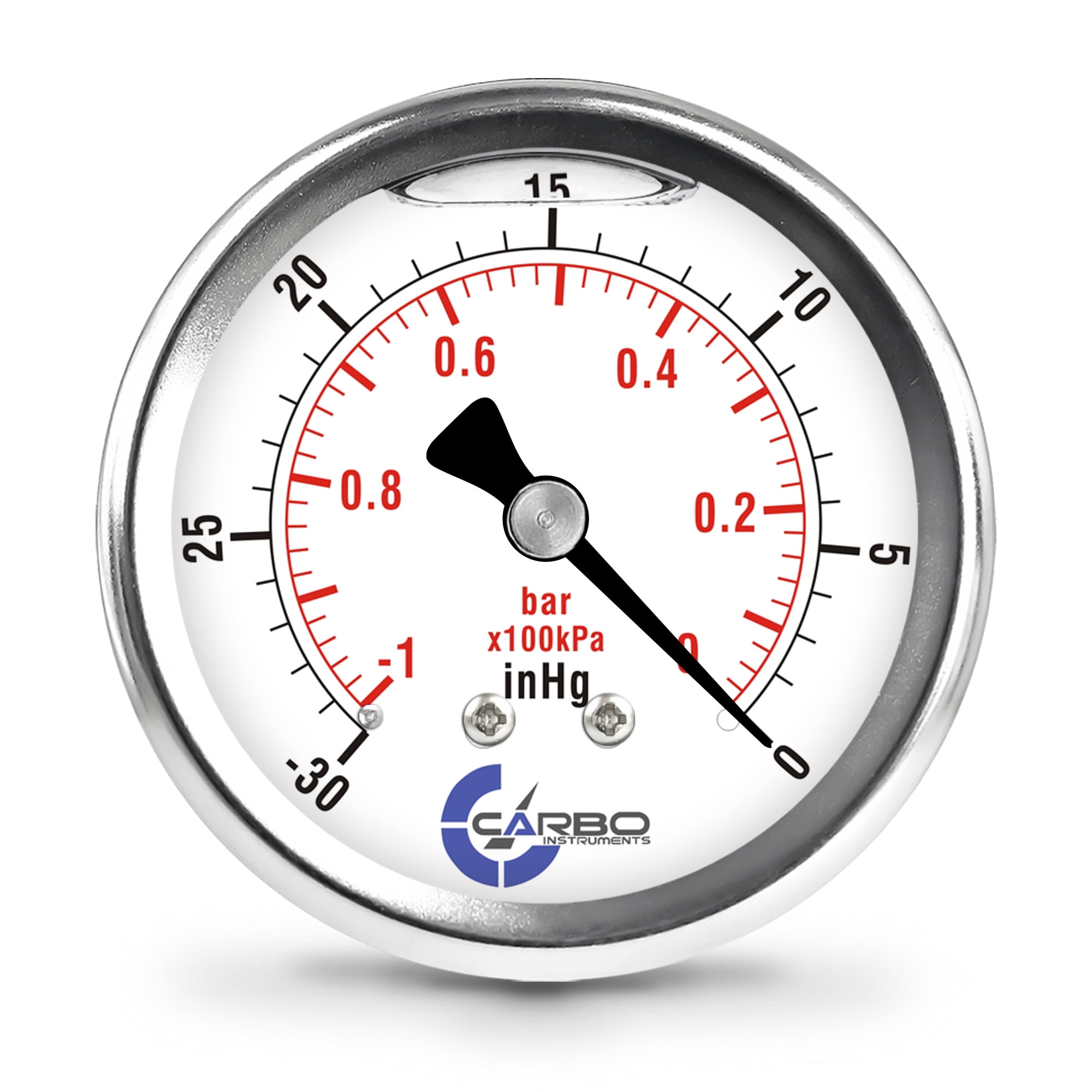 CARBO Instruments 2 1-2" Pressure Gauge, Stainless Steel Case, Chrome Plated Brass Connection ...