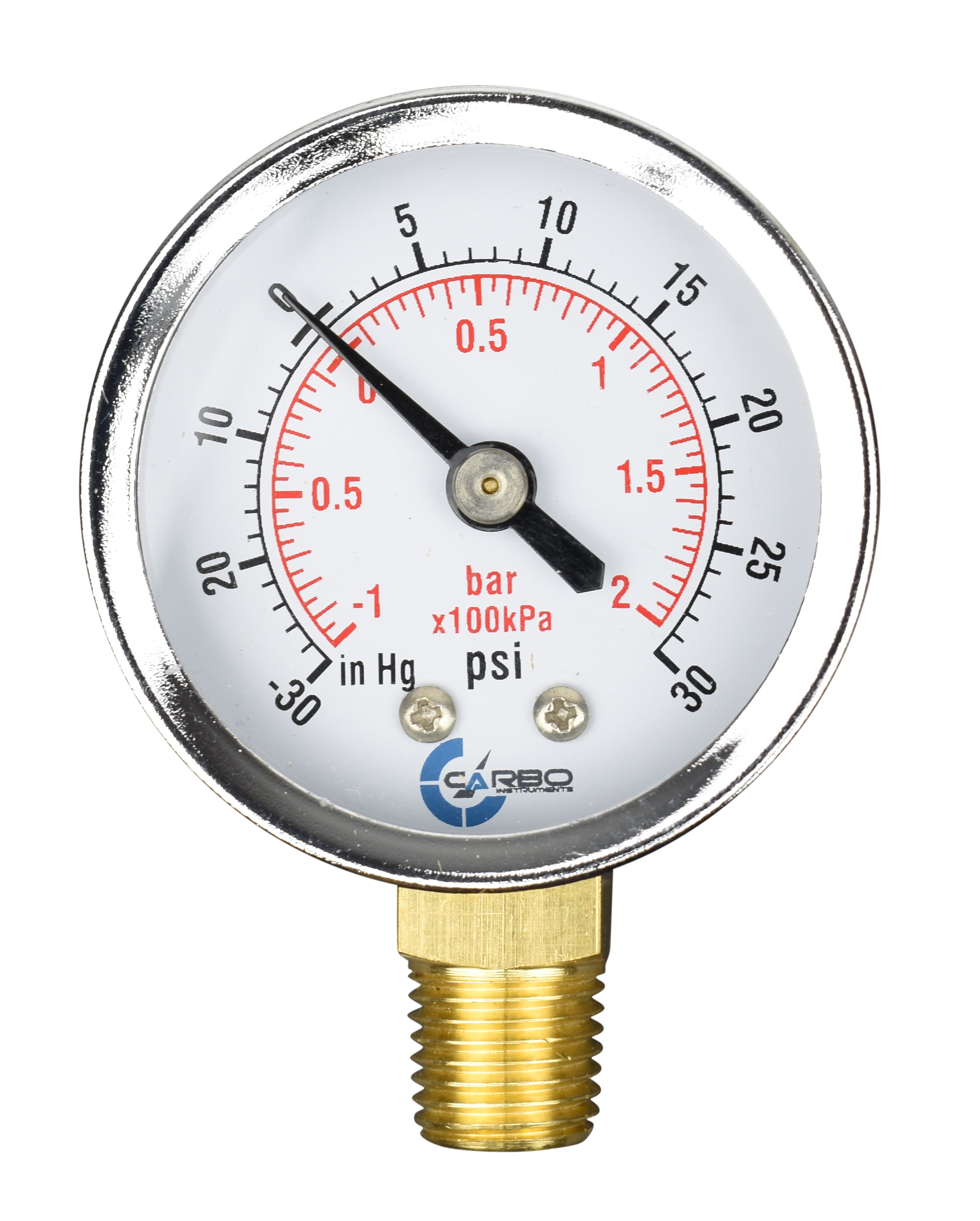 CARBO Instruments 2" Pressure Gauge, Chrome Plated Steel Case, Dry ...