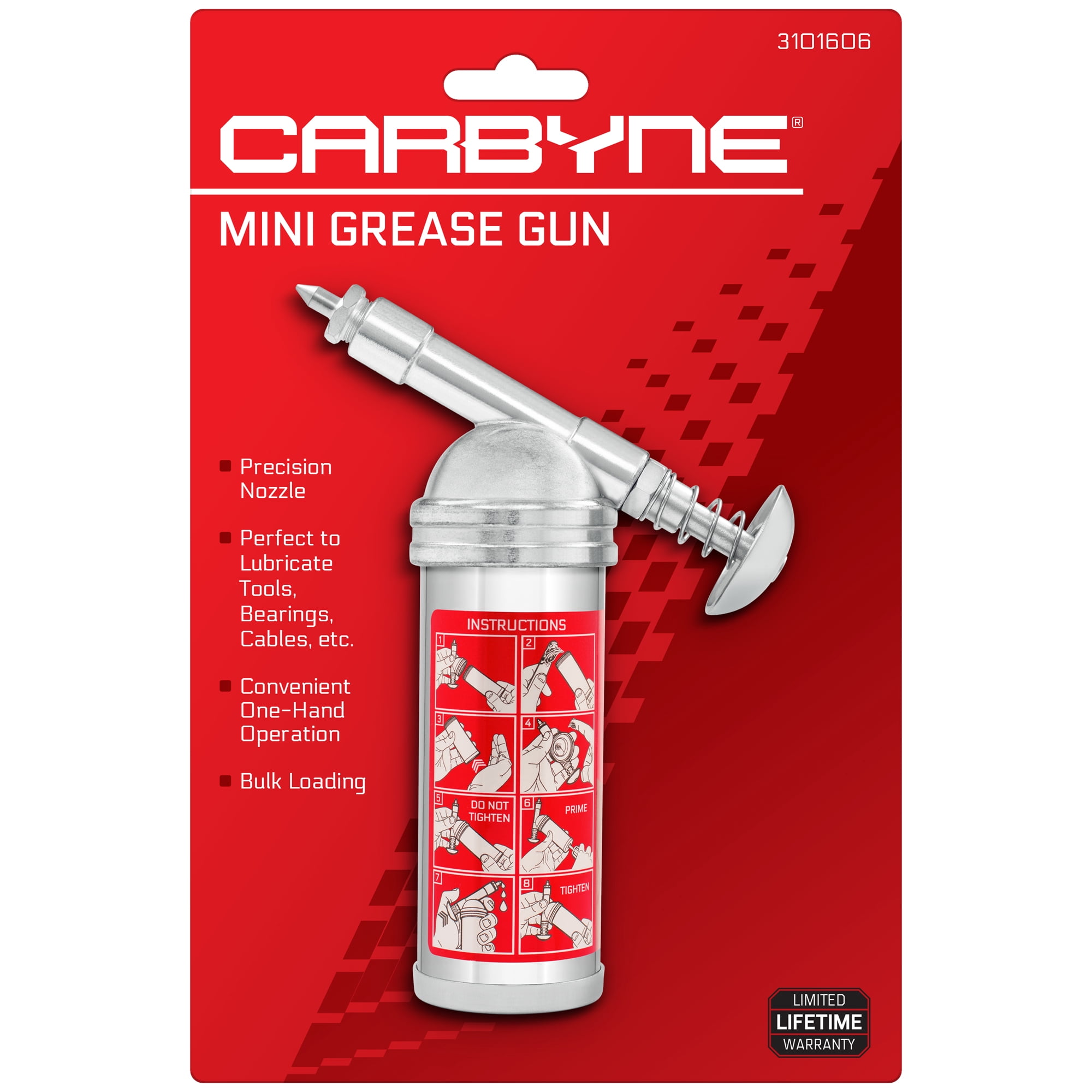 CARBYNE Mini Grease Gun, Precision Nozzle, One-Hand Operation - Walmart.com