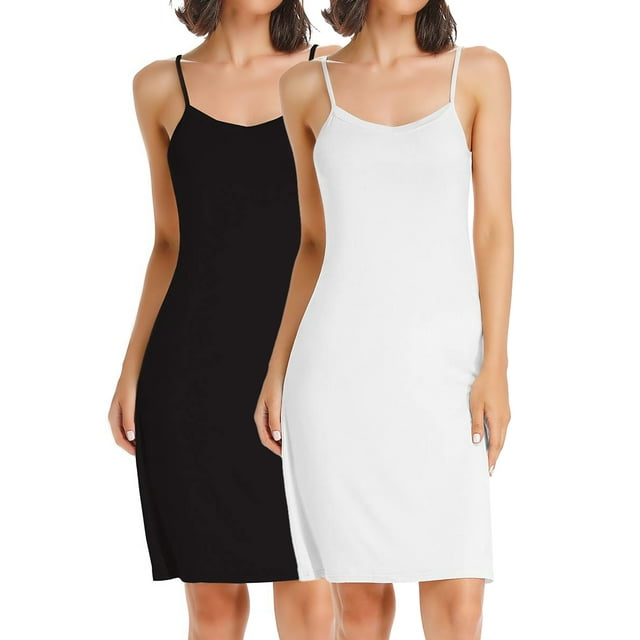 CARCOS 2 Packs Full Slip For Women Under Dress Adjustable Spaghetti ...