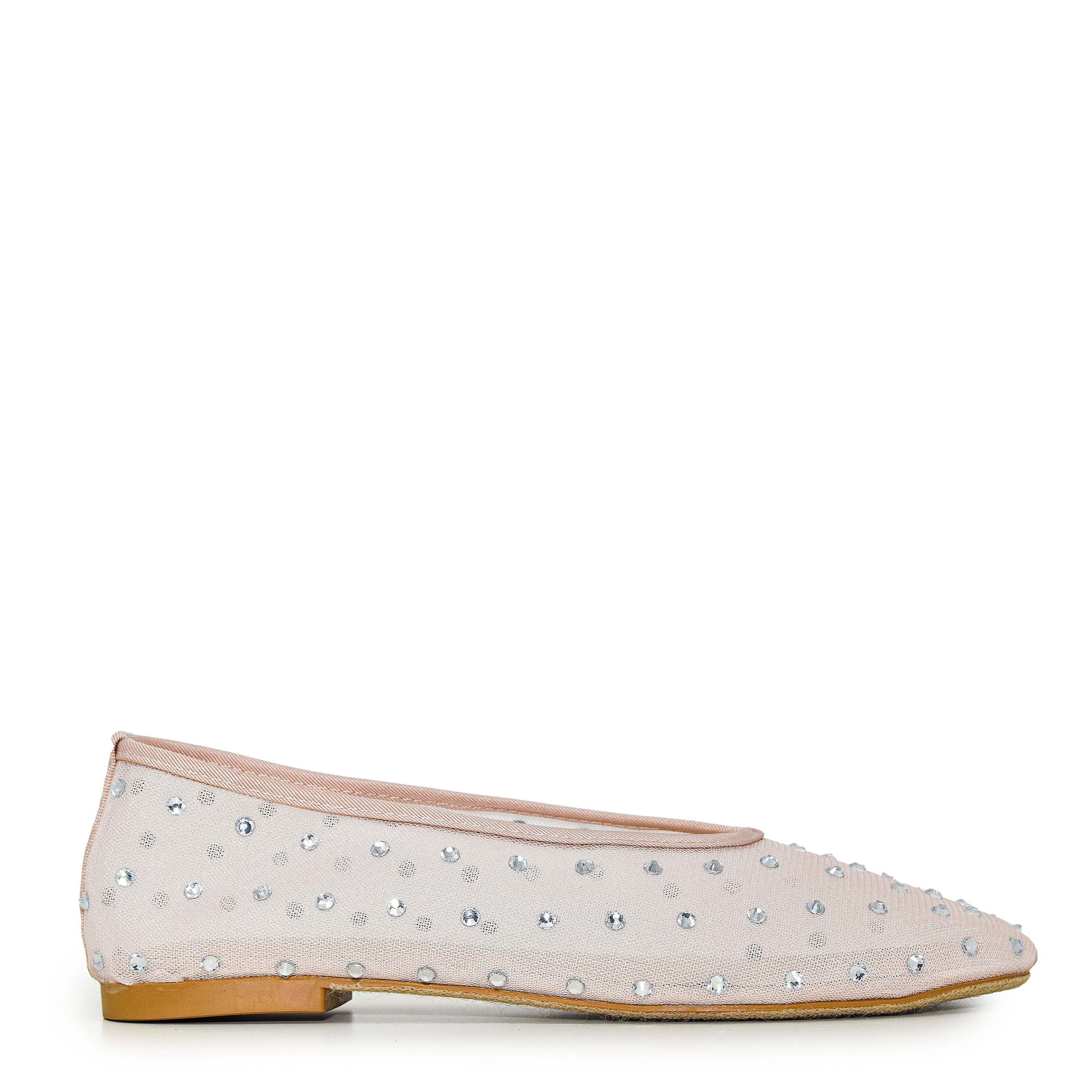 CARDEE-01 Rhinestone Mesh Almond Toe Ballet Flats (Nude, 7.5) - Walmart.com