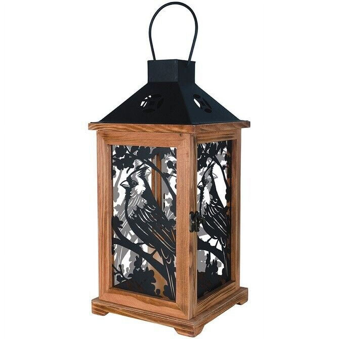 CARDINAL SILHOUETTE 17.5" LED Candle Wooden Lantern by Carson - Walmart.com
