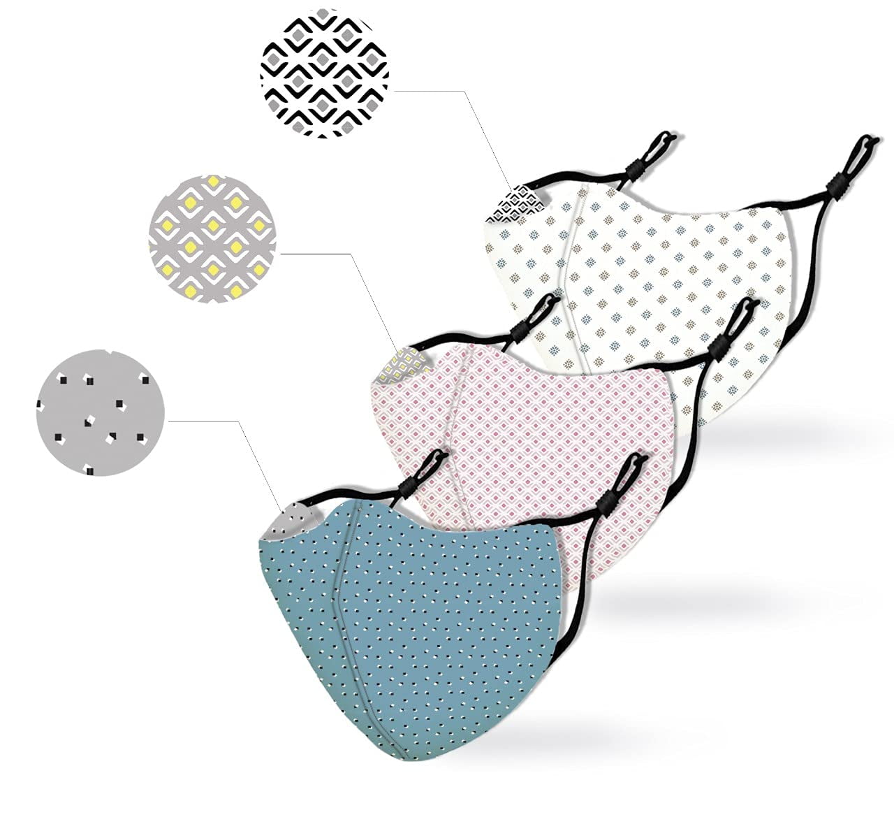 CARE VIEW N95 Premium Reversible Cotton Face Masks 3 Double Side Masks ...