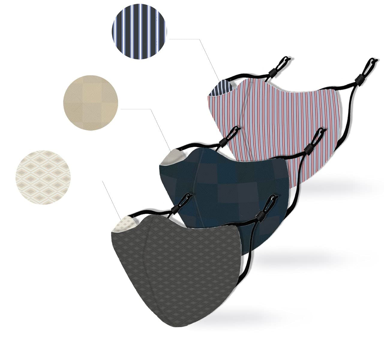 CARE VIEW N95 Premium Reversible Cotton Face Masks 3 Double Side Masks ...