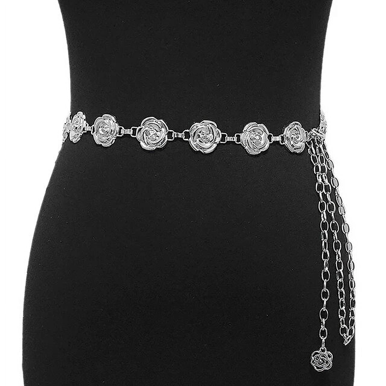 CAREFORM 1Pc Gold Silver Color Rose Chain Belt Women Fashion Metal Thin ...
