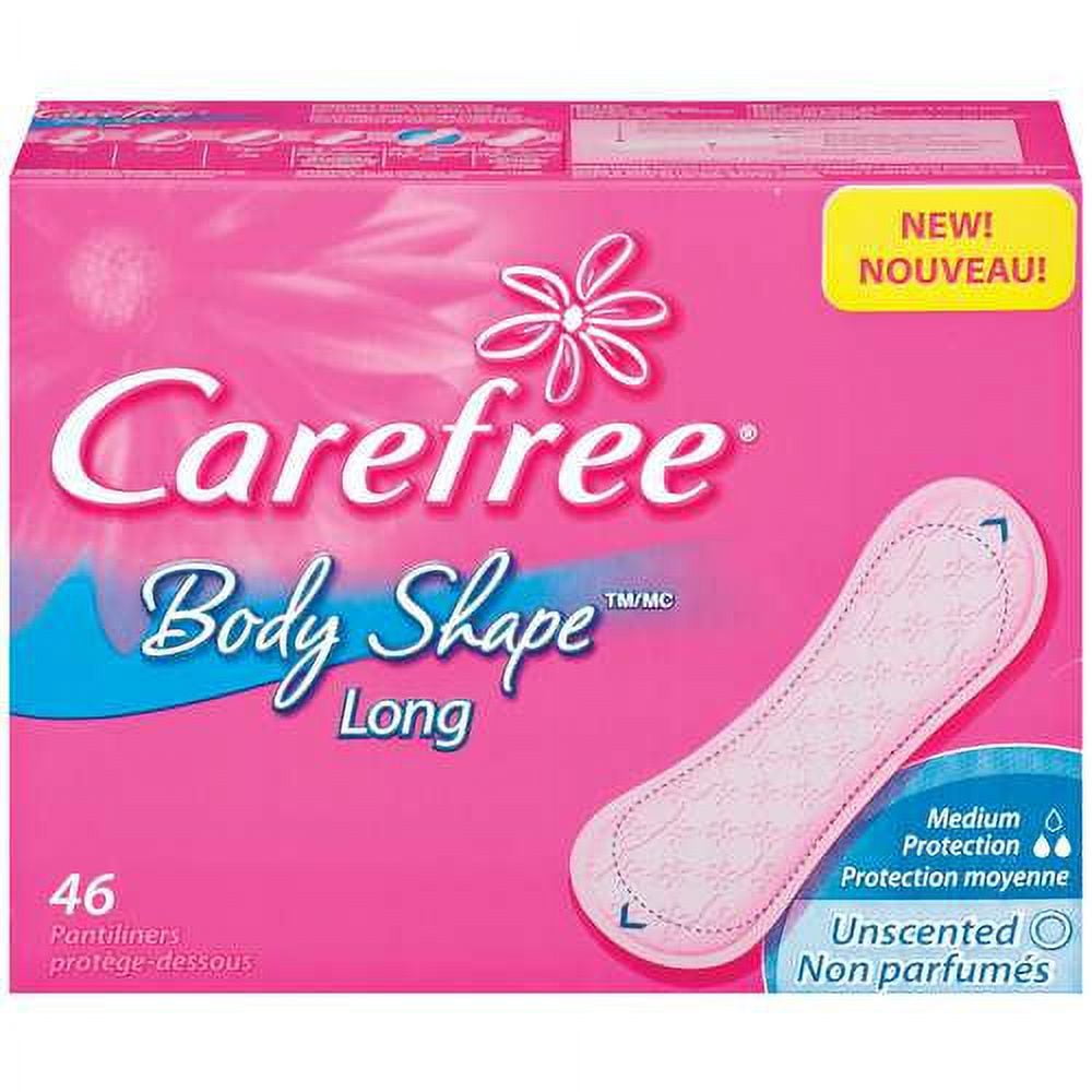 CAREFREE Body Shape Pantiliners Long Unscented 46 Each HSA/FSA Eligible ...