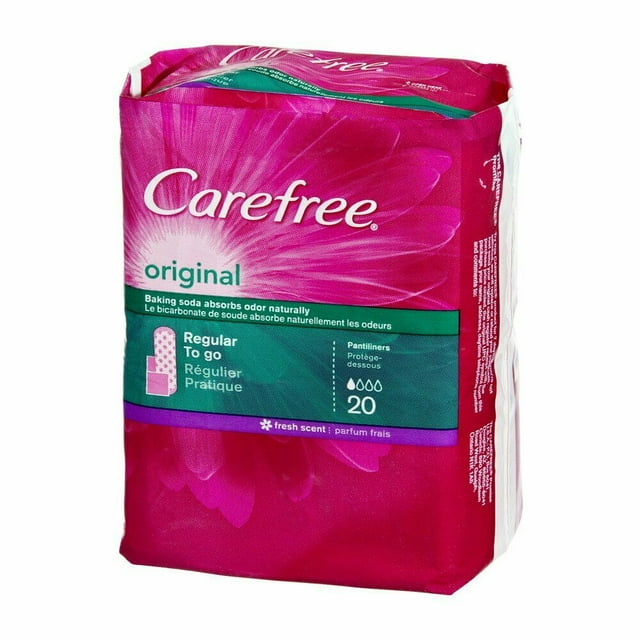 CAREFREE Original Regular To-Go Pantiliners, Fresh Scent 20 ea (Pack of ...