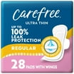 Carefree Ultra Thin Super Long Pads Without Wings for All Day Comfort ...