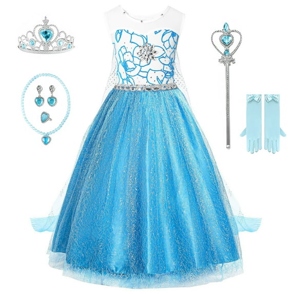 CARETOO Snow Princess Dress for Girls - Blue Ice Princess Tulle Dress ...