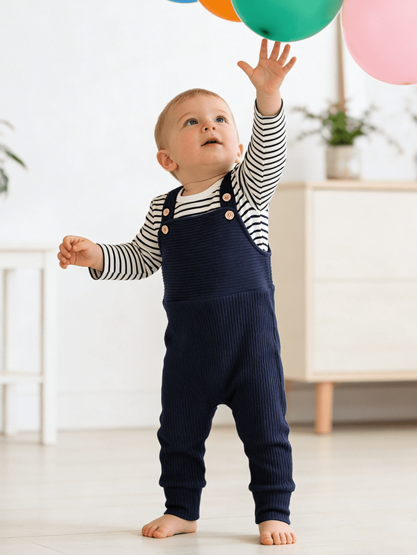 CARETOO Baby Boy Clothes 2Pcs Infant Boy Overalls Outfits Baby Striped ...
