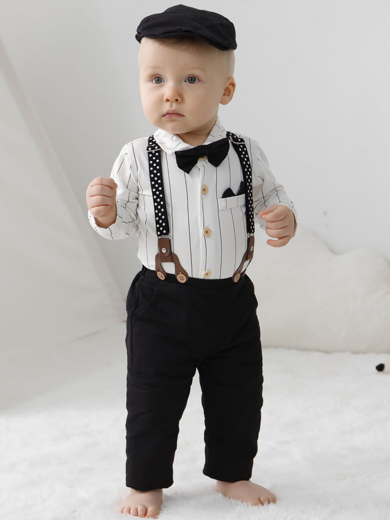 CARETOO Baby Boys Gentleman Outfits Suits,Toddler Boy Clothes Formal,Kids Dress Shirt+Bow Ties ...