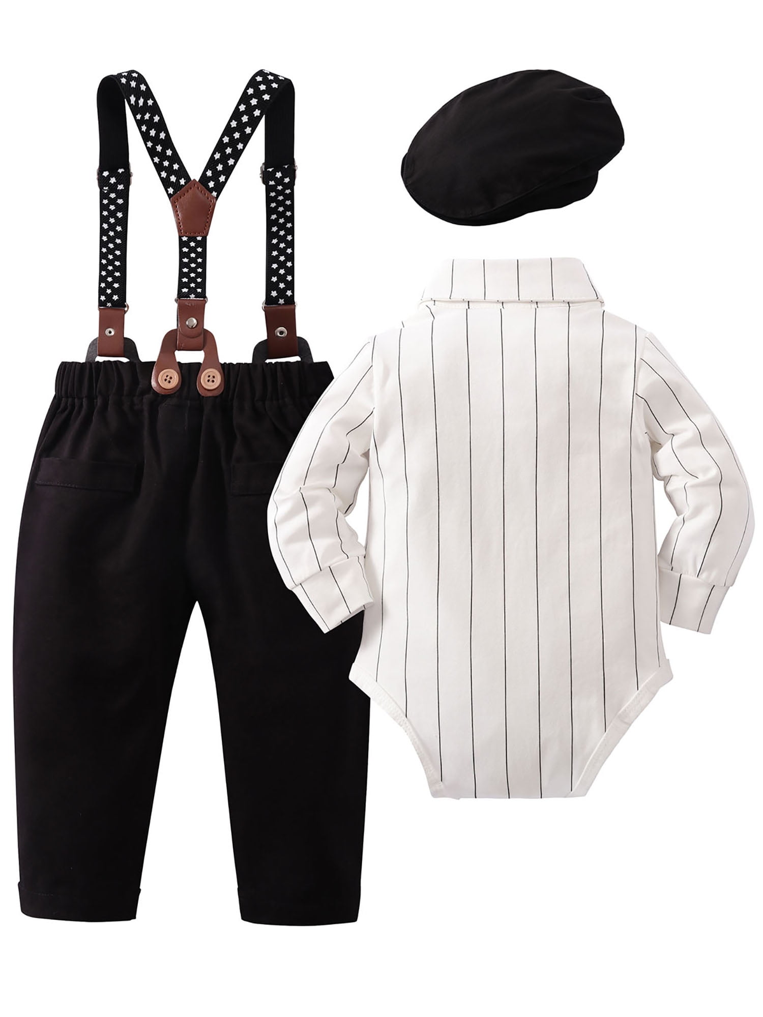 CARETOO Baby Boy Clothes 0-24M Infant Formal Dress Shirt Suspender ...