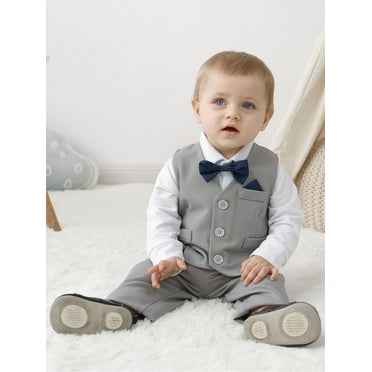 famuka Baby Boy Two Piece Suit Coat and Romper Outfit Infant Formal ...