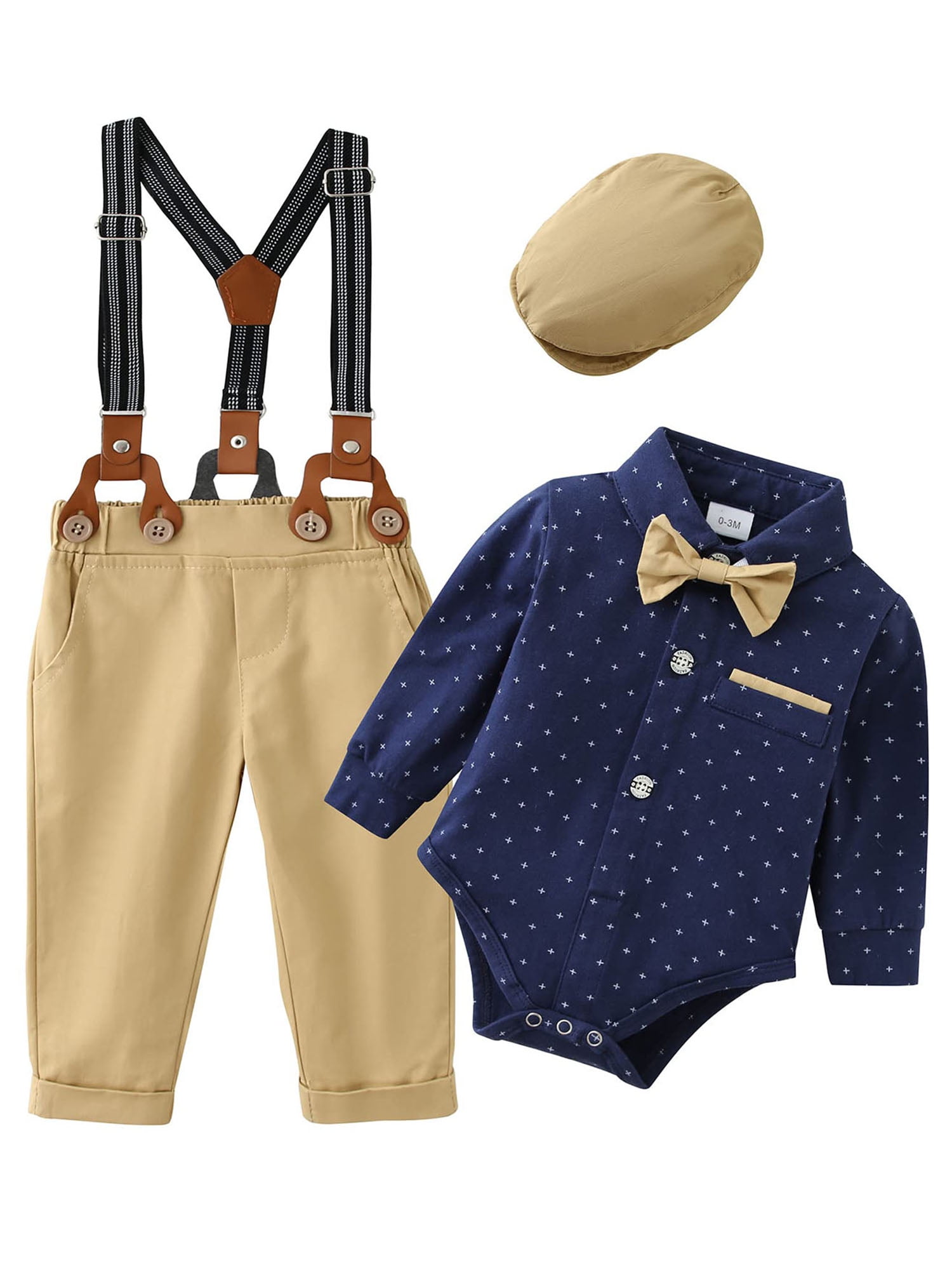 CARETOO Baby Boy Clothes Cotton Fabric Formal Outfits Shirt Suspender ...